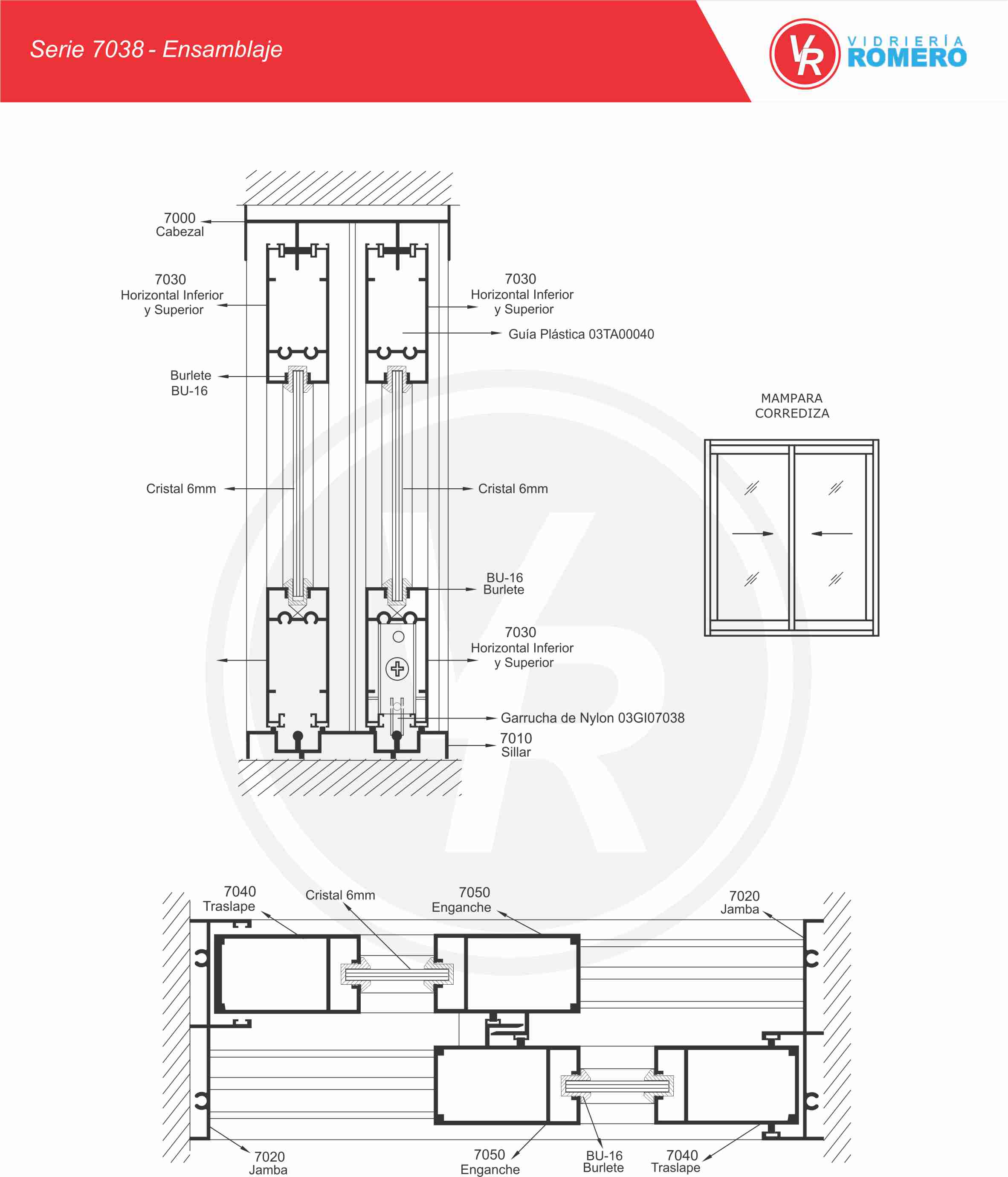 Serie 7038 Mampara Corrediza Perimetral – Cristales & Proyectos Romero